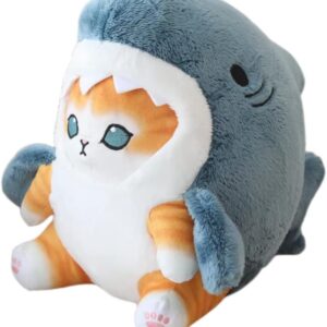 amanss 12'' Cute Shark Cat Plush Toy Shark Cat Stuffed Animal Plushies Doll, Soft Stuffed Shark Kitten Pillow Christmas Birthday Gifts for Kids Boys Girls (Shark Cat)