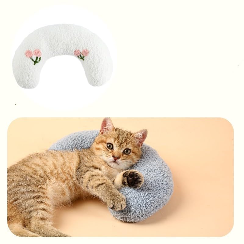 Cat Lovely Cozy Pillow,Soft Fluffy Cat Calming Pillow Pet Sleeping Companion,Little Cat Neck Pillow Cozy Cat Pillow Puppy Pillow Calming Toy for Small Dogs and Cats (Blue-1)