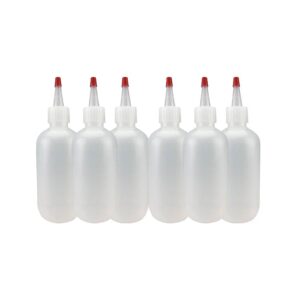 medical sales supply squeeze bottles, ldpe plastic, natural boston round with yorker spout, red caps - 6 pack (8oz)