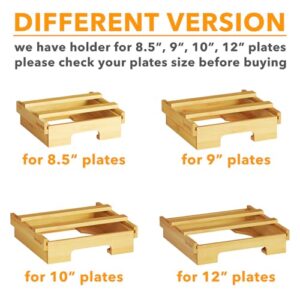 SpaceAid 8.5-inch Paper Plate Dispenser, Under Cabinet Bamboo Plates Holder, Kitchen Counter Vertical Plate Dipensers Holders Countertop Caddy (for 8.5 inches Plates, Bamboo)