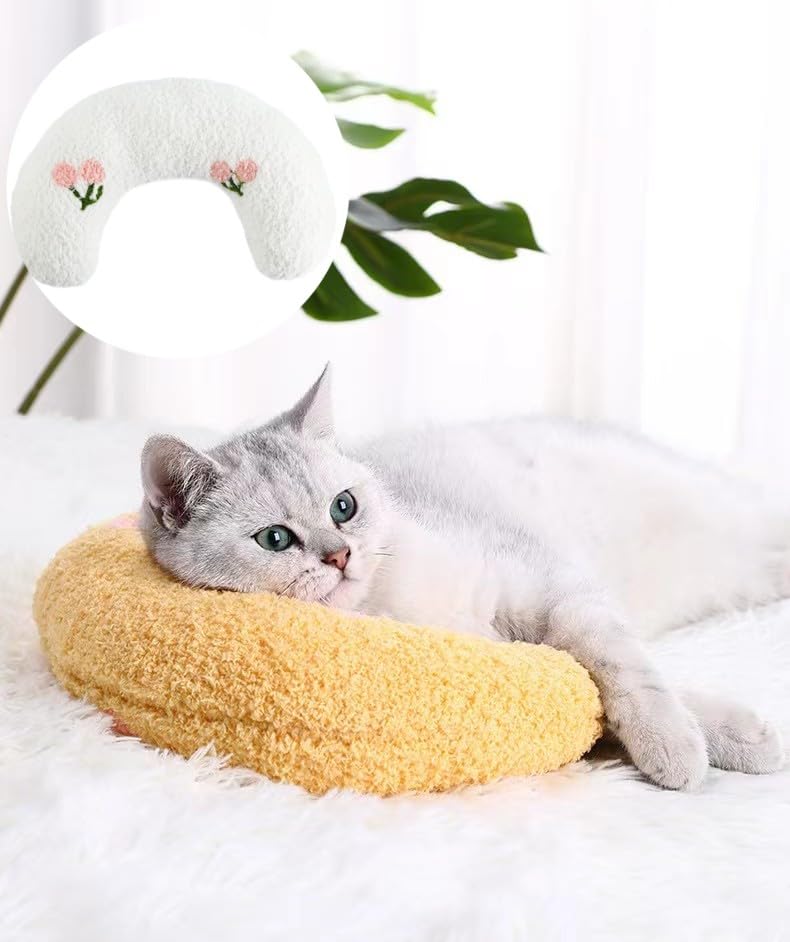 Cat Lovely Cozy Pillow,Soft Fluffy Cat Calming Pillow Pet Sleeping Companion,Little Cat Neck Pillow Cozy Cat Pillow Puppy Pillow Calming Toy for Small Dogs and Cats (Blue-1)