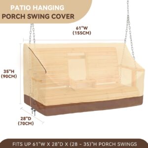 HEPOVER Porch Swing Cover 61Inch Waterproof Hanging Outdoor Swing Cover Garden Hammock Swing Chair Cover Patio Furniture Cover