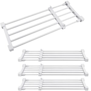 geetery 4 pcs closet tension shelf metal expandable closet shelf dividers adjustable diy shelf separators in closet tension rod storage rack for cabinet kitchen wardrobe (19.7''-31.5'' x 9.45'')