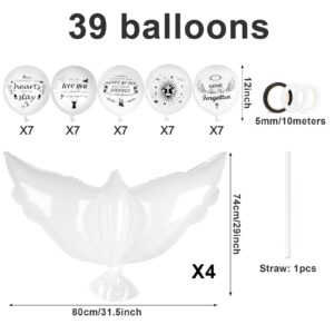 Eaezerav 35 Memorial Balloons & 4 White Dove Balloons to Release in Sky, Pigeon Bird Funeral Balloons Happy Birthday in Heaven Biodegradable Balloons Memorial Decorations