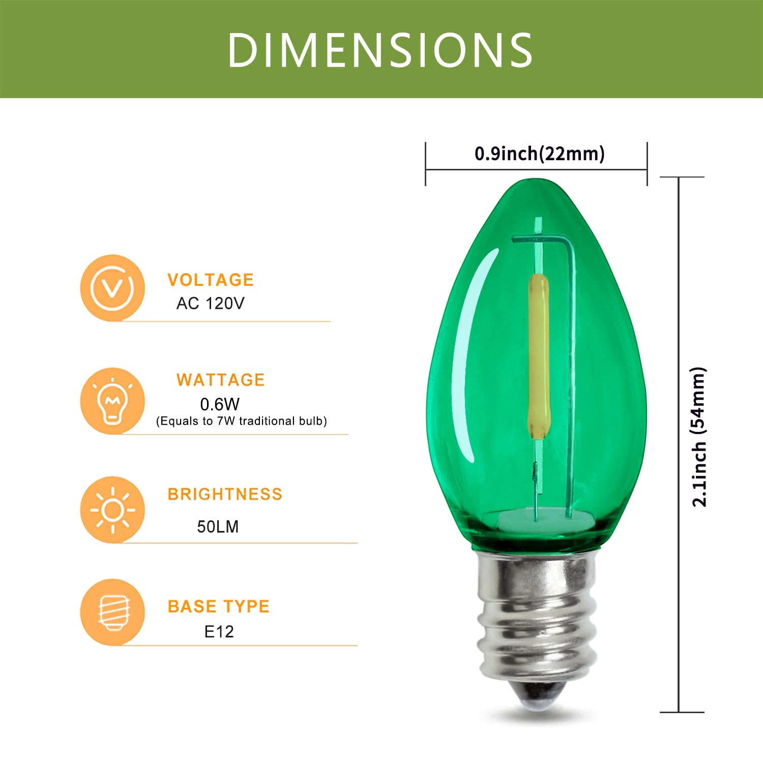 MEILUX 25 Pack C7 LED Night Light Bulbs Multicolor, Christmas Replacement Bulbs E12 Candelabra Base Shatterproof Plastic Lights, 0.6W Equivalent to 7W, Chandelier Candle String Light Bulbs