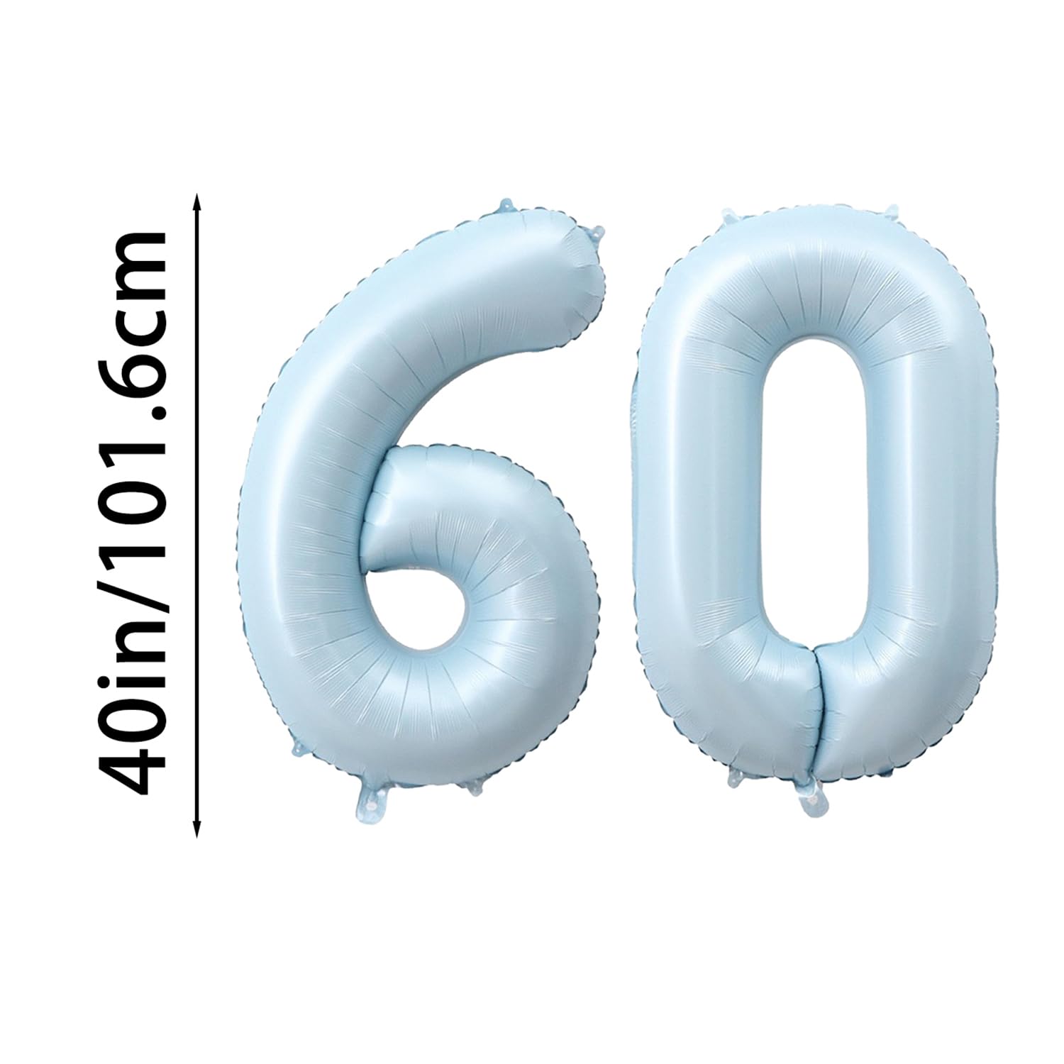 YFHVJTKO 40 Inch Number 60 Foil Balloons 60th Celebration Decorations for Happy 60th Birthday Party Wedding Bridal Shower Engagement Photo Shoot Anniversary Decoration, Number 60 Baby Blue Balloon