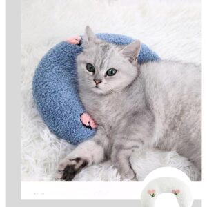 Cat Lovely Cozy Pillow,Soft Fluffy Cat Calming Pillow Pet Sleeping Companion,Little Cat Neck Pillow Cozy Cat Pillow Puppy Pillow Calming Toy for Small Dogs and Cats (Blue-1)