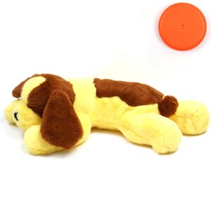 okamdert puppy heartbeat toy for anxiety relief soft comfortable heartbeat puppy toy calming aid heartbeat plush toy dog behavioral aid toy heartbeat stuffed animal dogs heartbeat simulator yellow