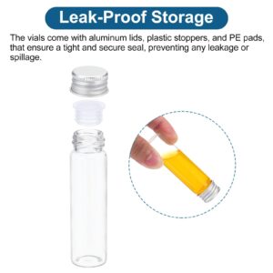 PATIKIL 20ml Clear Glass Vials, 25 Pack Small Liquid Sample Vial with Screw Caps Plastic Stoppers and 64 Labels Leak-Proof Bottles Empty Jars