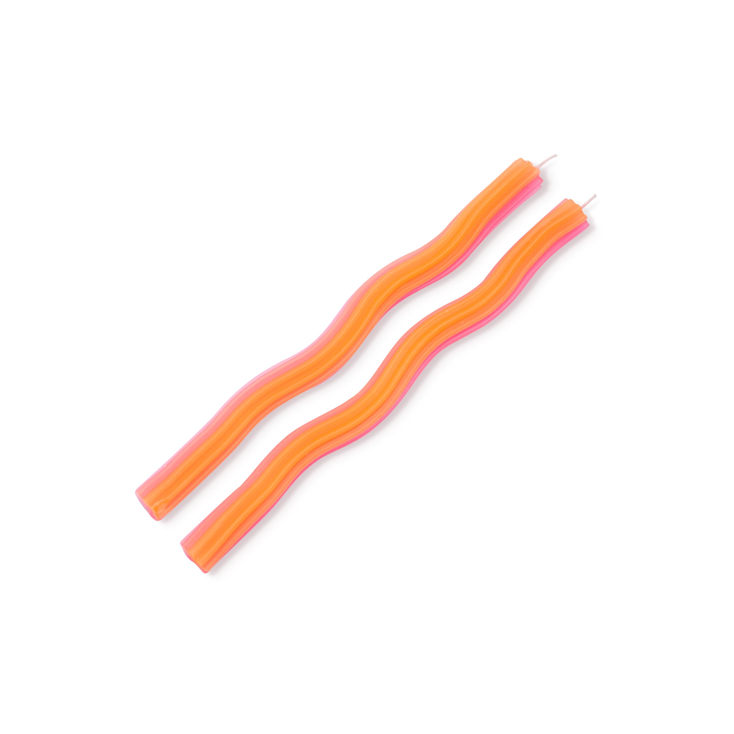 Wiggle Candles (2 Pack) - Joyful Dancing Design Taper Candlesticks | Bright Colors | 7/8” diam x 11” Length | Designed by Lex Pott | Made in USA (Orange)