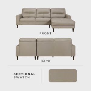 Lexicon Leather Sectional Couches for Living Room, L Shape Couch, Leather Sectional Couch, Modern Couch Sofa Living Room Sofa with Right Chaise for Living Room, Bedroom, Office, Apartment, Latte