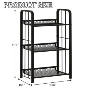 Azheruol Bookshelf Storage Shelf Bookcase Freestanding Storage Stand Book Organizer for Living Room, Bedroom, Kitchen, Rust Resistance,Easy Assembly Multi-Functional Organizer (3 Tiers Black)