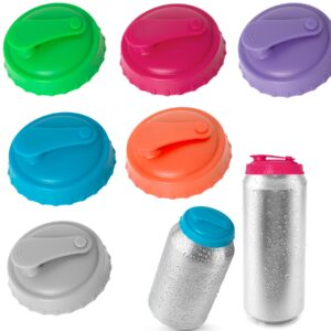 timediary 6pcs soda can lids,silicone soda can covers lids, reusable lid can stopper can toppers can top for soda pop beer, drink (6 colors)