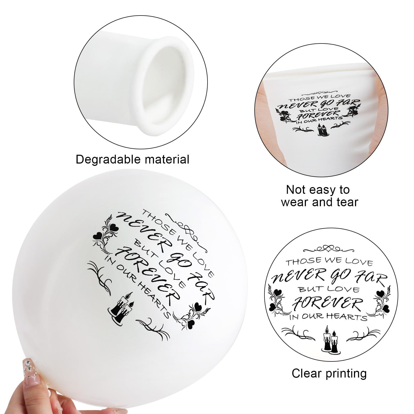 Eaezerav 35 Memorial Balloons & 4 White Dove Balloons to Release in Sky, Pigeon Bird Funeral Balloons Happy Birthday in Heaven Biodegradable Balloons Memorial Decorations