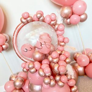 Blush Pink Balloons, 60 Pcs 12 Inch Dusty Pink Rose Gold Balloon Metallic Confetti Rose Gold Cream Nude Balloon for Girls Boho Birthday Wedding Decorations Supplies Bridal Baby Shower