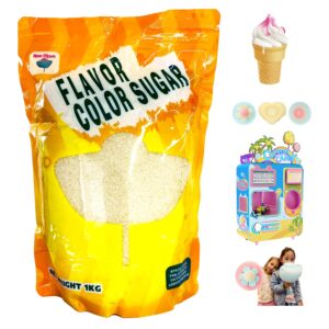 special made flavored colored cotton candy sugar for nova spark automatic cotton candy vending machine only,size 2mm, 1kg (2.2 pounds), falvor: creamy, color: white