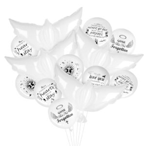 eaezerav 35 memorial balloons & 4 white dove balloons to release in sky, pigeon bird funeral balloons happy birthday in heaven biodegradable balloons memorial decorations