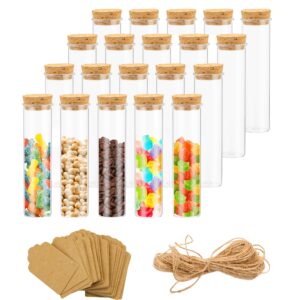 kejjnyer 20 pcs 60ml flat test tubes with cork stoppers, 120x30mm clear plastic test tubes container plastic flat bottom storage tubes for candy storage plant, party