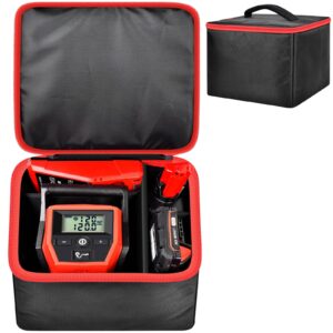 air compressor case bag compatible with milwaukee electric tools 2475-20 m12 compact inflator, cordless tire inflator storage holder fits for milwaukee battery charger and accessories - (box only)