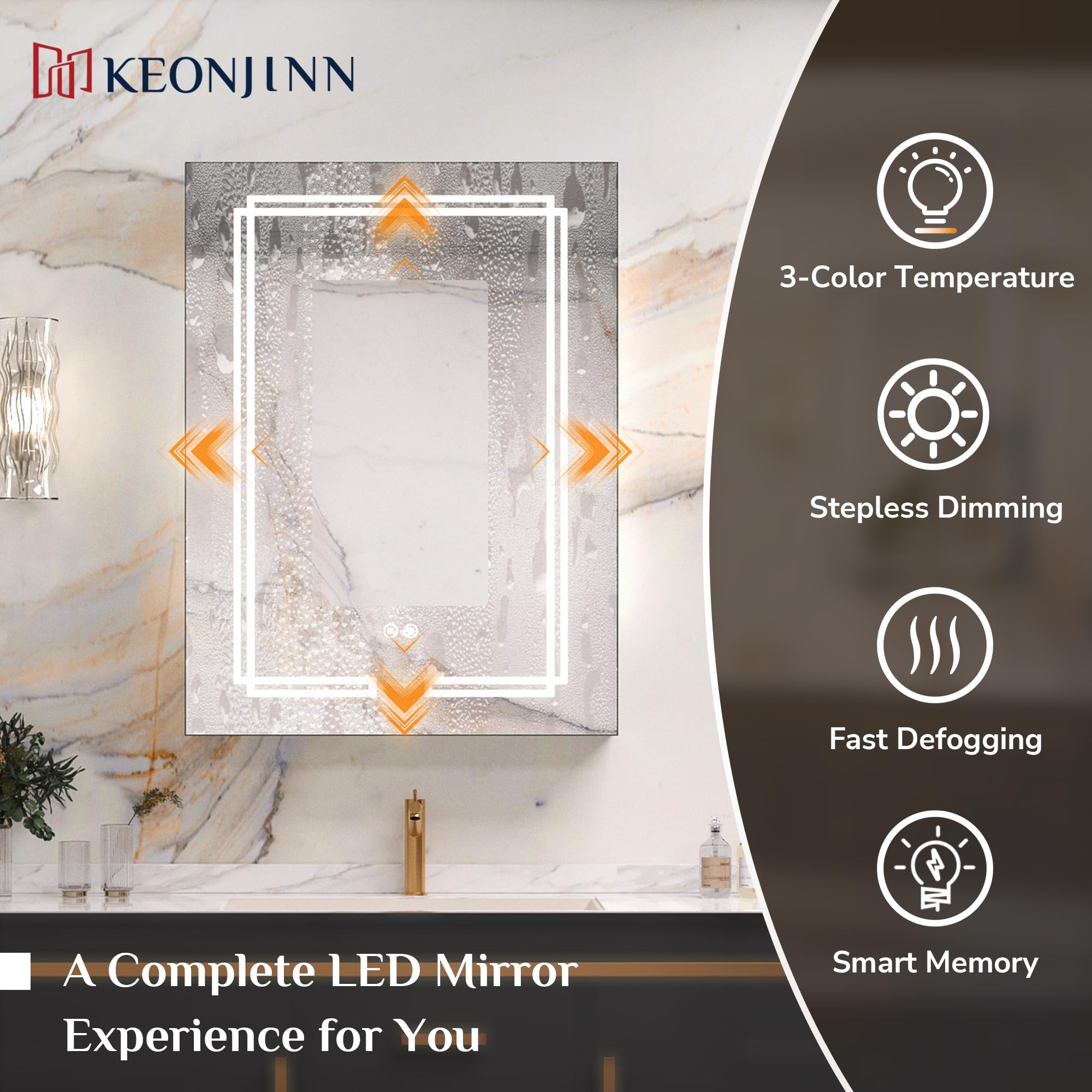 Keonjinn 30x32 Inch Lighted Medicine Cabinet with LED Vanity Mirror for Bathroom Adjustable Shelves Dimmable 3 Color Temperature Lights Anti-Fog Wall Mount LED Medicine Cabinet Mirror