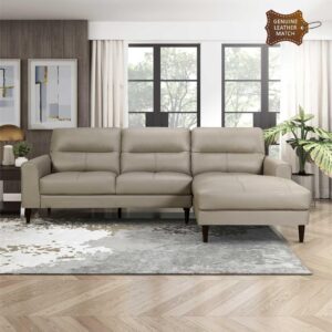 lexicon leather sectional couches for living room, l shape couch, leather sectional couch, modern couch sofa living room sofa with right chaise for living room, bedroom, office, apartment, latte