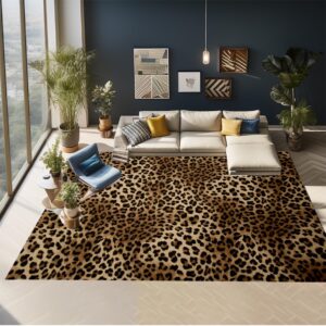 leopard print home office rug 1.5x2.5ft/18x30in/45x75cm soft modern indoor shaggy area rug for bedroom livingroom dorm room - luxurious and plush rug for ultimate comfort