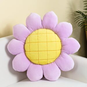 sioloc sunflower throw pillow,flower shaped pillows floor pillow seating cushion,seating cushion,cute room decor & plush pillow for bedroom sofa chair(purple, 15.7")