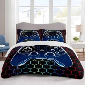 duvet cover full,gamer bedding set full ,game console comforter cover full size for boys kids,cool 3d gaming geometric bedding set, 3 pieces, 1 gamer duvet cover 80"x90" and 2 pillow shams 20"x30"