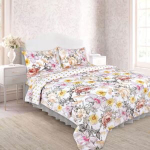 HNHUAMING Floral Twin Comforter Set for Girl,Reversible Comforter Twin Set, 5 Piece Twin Size Bed Set,Comfortable and Breathable Microfiber Bed in a Bag Set for Kid Girl