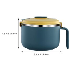 Hemoton 304 Stainless Steel Ramen Bowl With Lid, and Dishwasher Safe Ramen Cooker with Handles, for Home Office College Dorm Room(Yellow & Blue)