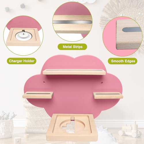 OPERMAXER for TonieBox and Tonie Shelf Cloud, Tonies Storage for Tonie Figures Characters, Floating Shelves Magnetic Wall Shelf for Children Play Room, Charging Station, Pink（3 Pcs）