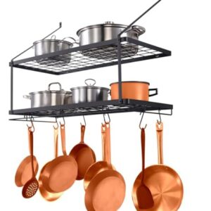 VEVOR Pot Rack Wall Mounted, 30 inch Pot and Pan Hanging Rack, Pot and Pan Hanger with 12 S Hooks, 55 lbs Loading Weight, Ideal for Pans, Utensils, Cookware in Kitchen