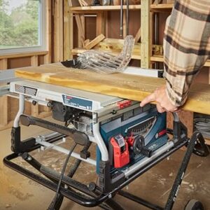 BOSCH GTS15-10 10 Inch Portable Jobsite Table Saw with Gravity-Rise Wheeled Stand, 15 Amp, 32-1/8 Inch Rip Capacity, 4 HP