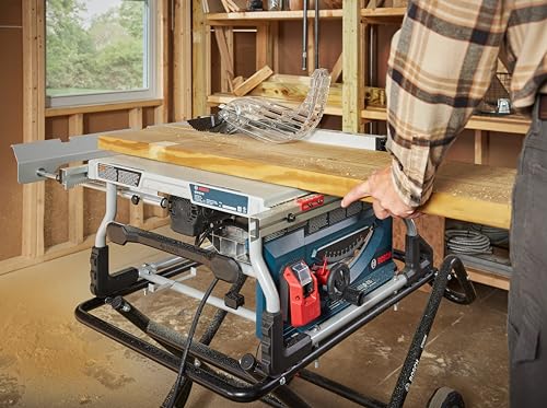 BOSCH GTS15-10 10 Inch Portable Jobsite Table Saw with Gravity-Rise Wheeled Stand, 15 Amp, 32-1/8 Inch Rip Capacity, 4 HP