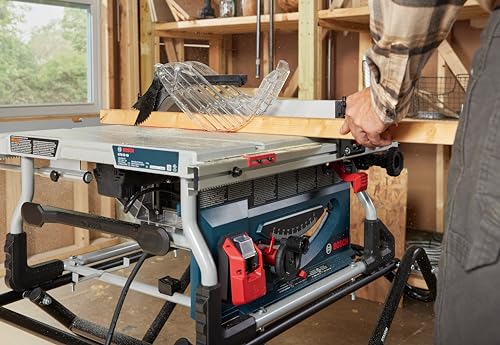 BOSCH GTS15-10 10 Inch Portable Jobsite Table Saw with Gravity-Rise Wheeled Stand, 15 Amp, 32-1/8 Inch Rip Capacity, 4 HP