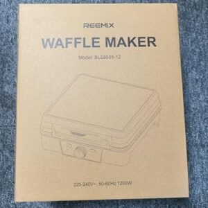 Reemix 4-Slice Belgian Waffle Maker, 3 Browning Levels with Nonstick Square Waffler Iron Plates, 1200 Watts, Compact Design for Easy Storage, Stainless Steel/Black, 120V