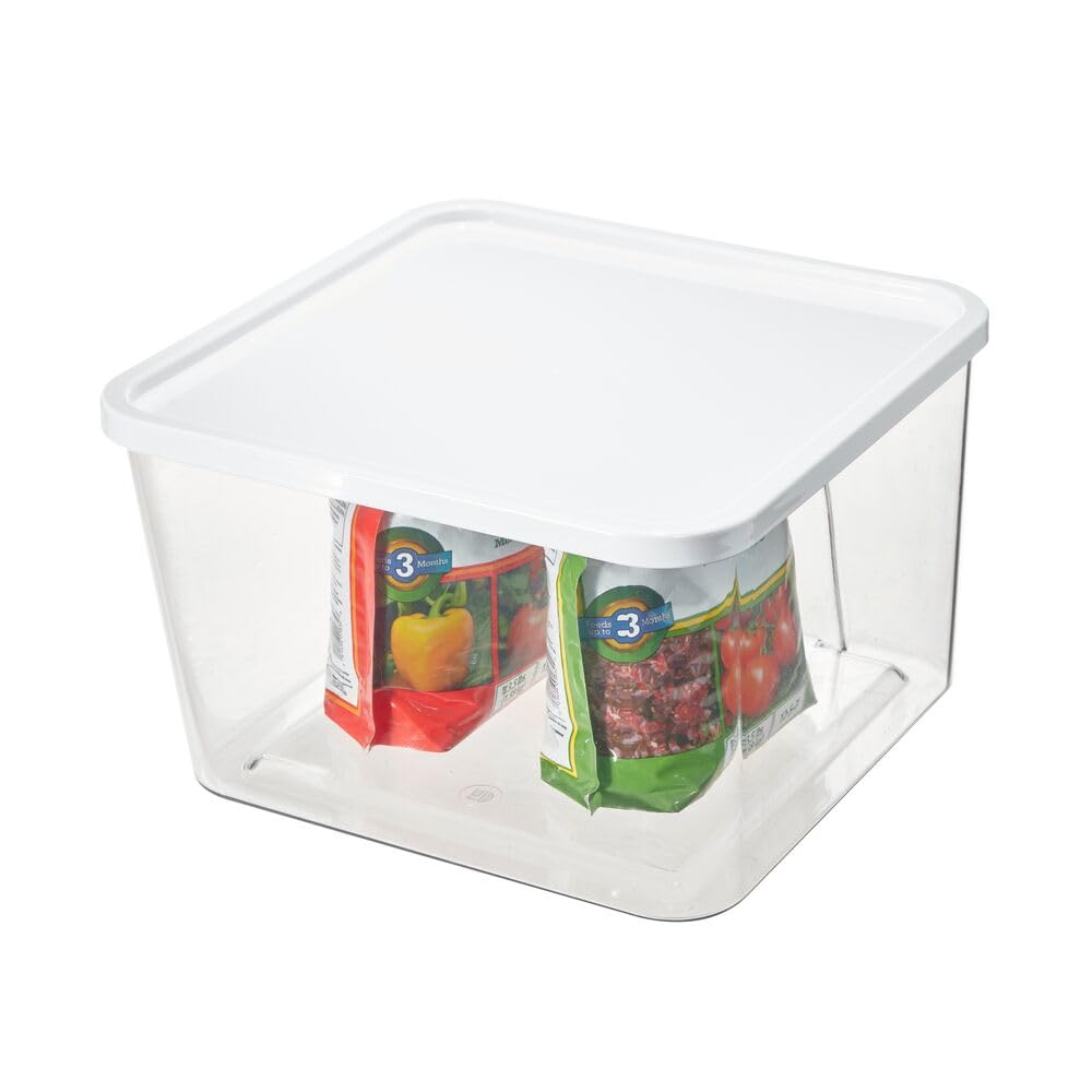 iDesign Storage Bin with Lid & Wall Mount Bracket, The Wallspace Collection – 12" x 12" x 8", Clear Bin