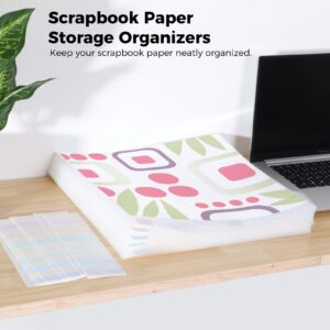 50 PCS Scrapbook Paper Organizers, Clear PP Scrapbook Paper Storage Organizers, Reusable Storage Holders with 120 PCS Sticky Index Tabs for Scrapbook Paper Vinyl Paper File