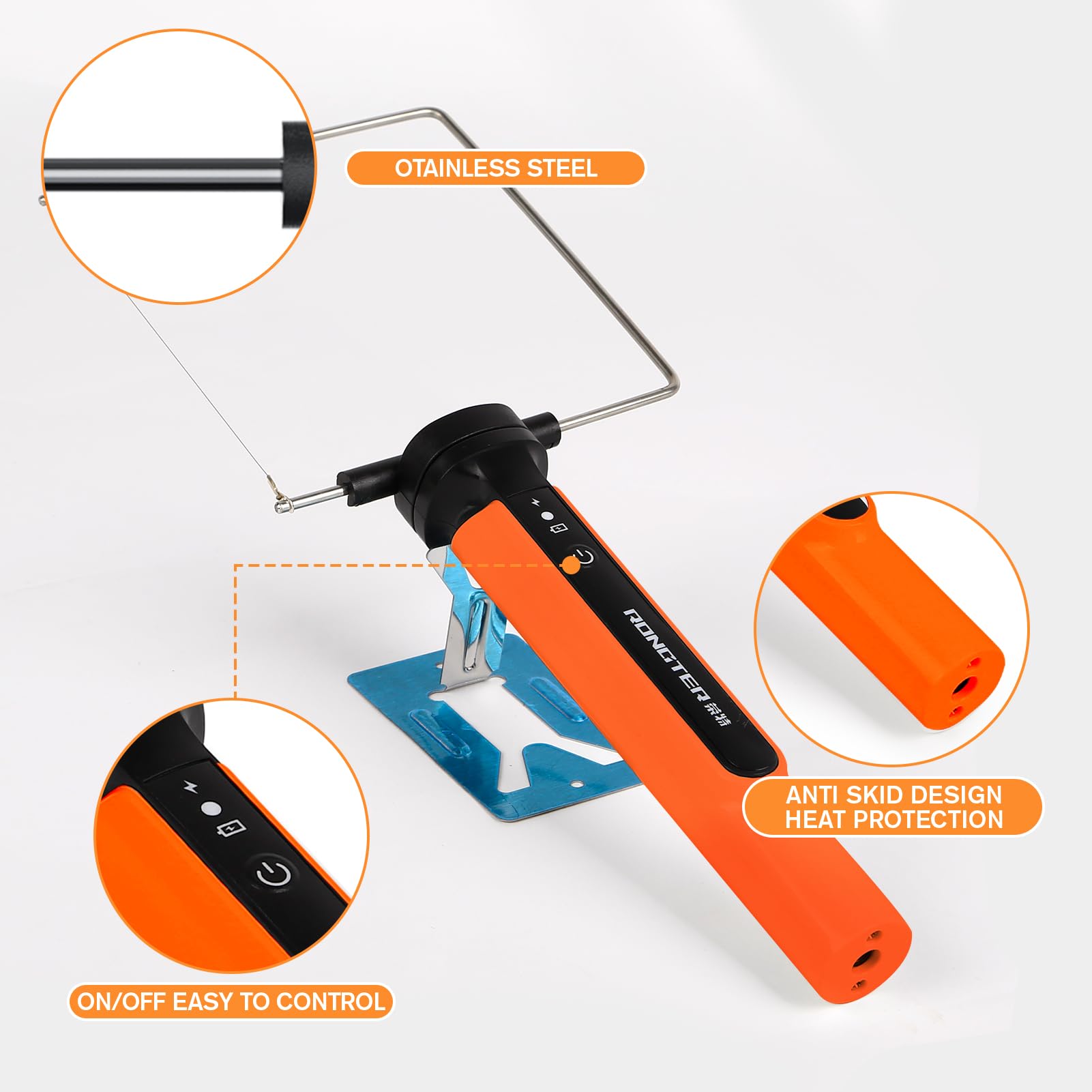 RONGTER 3 in 1 Hot Wire Foam Cutter Kit,Orange Foam Cutter Electric Foam Cutting Tool, Heated Foam Carving Knife Kit.