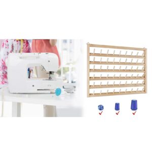 54-Spool Thread Rack, Wall-Mounted Thread Holder, Pine Thread Holder Organizer for Sewing, Embroidery, Jewelry