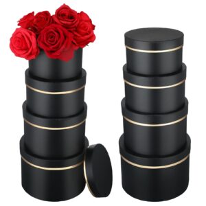 resholder 8 pack round nesting gift boxes black gift boxes with lids for presents assorted sizes gift wrap boxes for flower arrangements bridesmaid wedding valentines birthday party favor