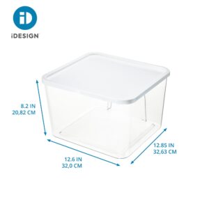 iDesign Storage Bin with Lid & Wall Mount Bracket, The Wallspace Collection – 12" x 12" x 8", Clear Bin