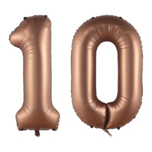 yfhvjtko 40 inch number 10 foil balloons 10th celebration decorations for happy 10th birthday party wedding bridal shower engagement photo shoot anniversary decoration, number 10 chocolates balloon