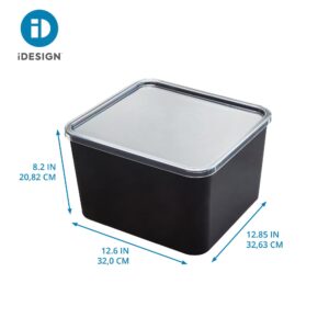 iDesign Storage Bin with Lid & Wall Mount Bracket, The Wallspace Collection – 12" x 12" x 8", Clear Bin