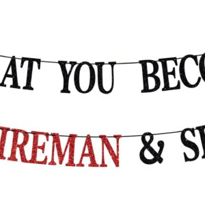 Congrats Firefighter Banner, Look at You Becoming a Fireman, Glittery Happy Graduation Party Decorations Backdrop Gifts