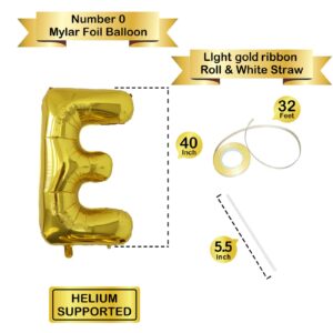 “40” Inch Large Gold Letter Balloons, Big Size Jumbo Helium Mylar Foil Party Balloons"E"for Birthday Party Decorations, Party Wedding Bachelorette Bridal Shower Decoration Holiday Balloon Decoration