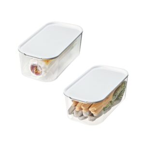 idesign short inner storage bin with lid, set of 2, the wallspace collection, clear bin