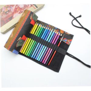 ULDIGI Slot Canvas Paint Brush Holder Up Storage Organizer for Artists Watercolor Oil Paint Pens Pencils Tree Pattern Design