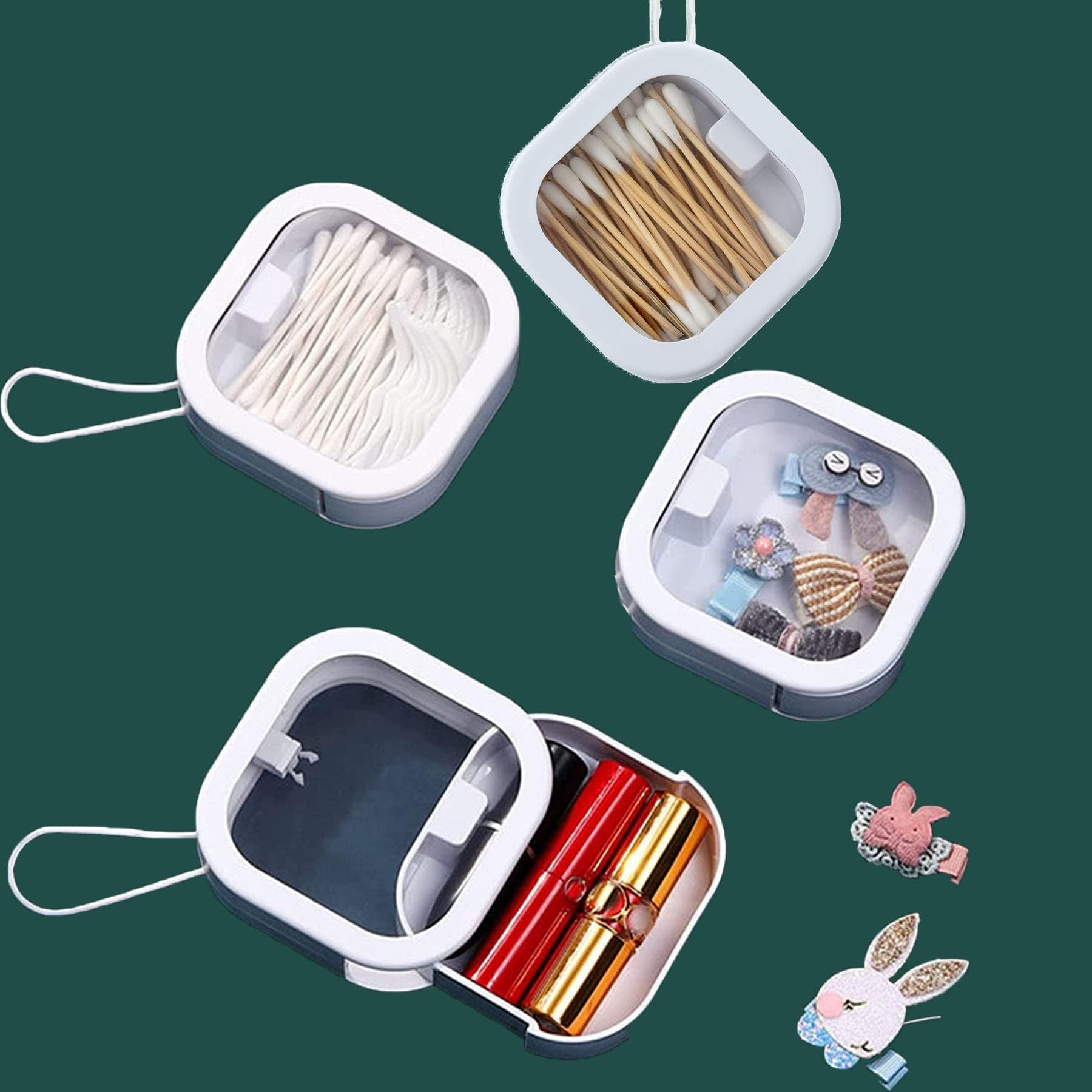 RuDily 2pcs Hair Tie Organizer Boxes,Small Portable Hair Tie Holder Organizer Can Be Stackable Or Hung On The Wall,Best for Hair Ties Storage or Small Items Organizer on Desktop (2 pcs Black)