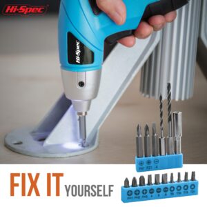 Hi-Spec 21-Piec Blue Tool Set with 3.6V USB Electric Power Screwdriver,Tool Kit for Home, DIY Essential Hand Tool Set Kit